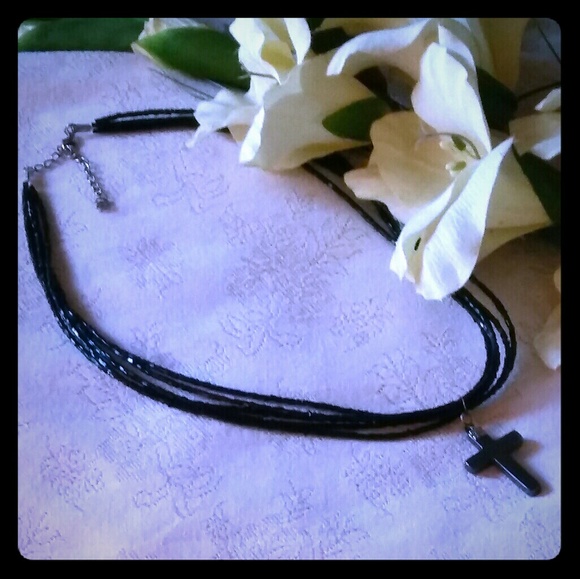 Jewelry | Vintage Hematite Cross Bugle Bead Necklace | Poshmark